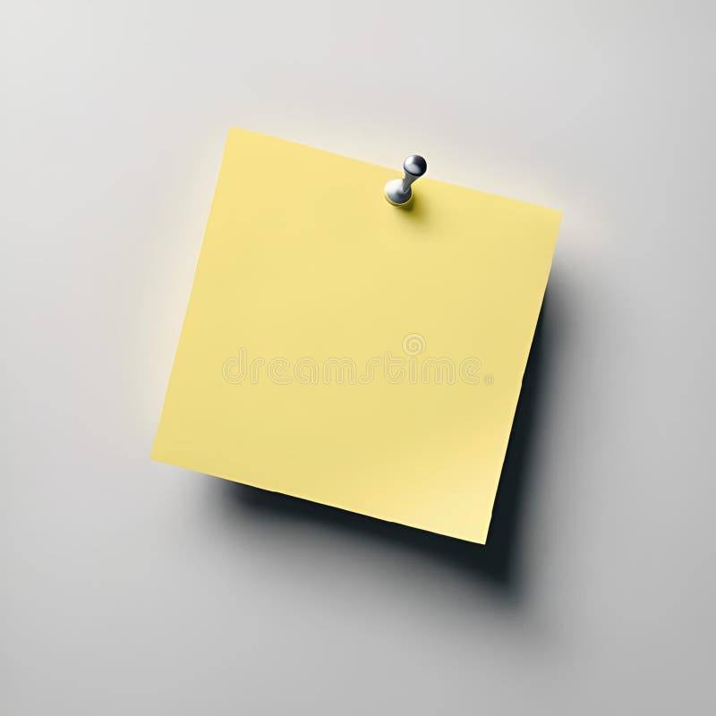 AI Generated Illustration of a Blank Sticky Note with a Pin on Gray ...