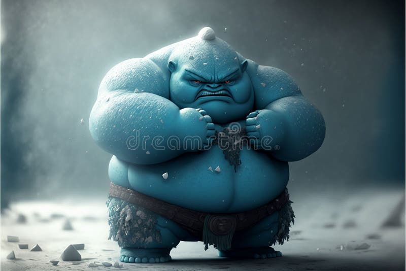 AI Generated Illustration of a Blue Angry Ogre in Winter Stock ...
