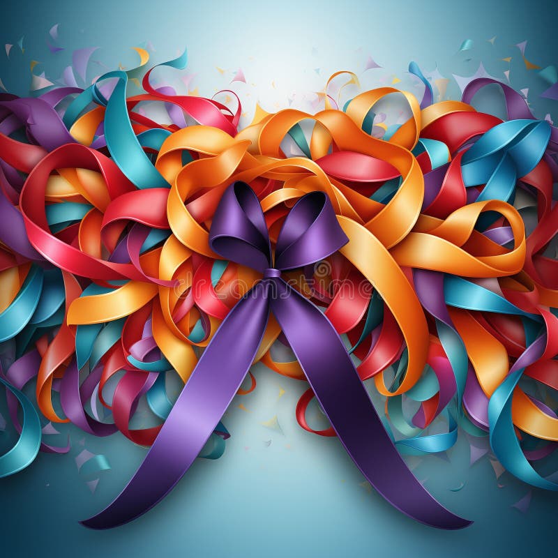AI Generated Illustration of a Blue Background with Multiple Ribbons of ...