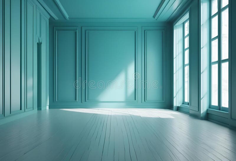 AI Generated Illustration of a Blue Empty Room Stock Illustration ...
