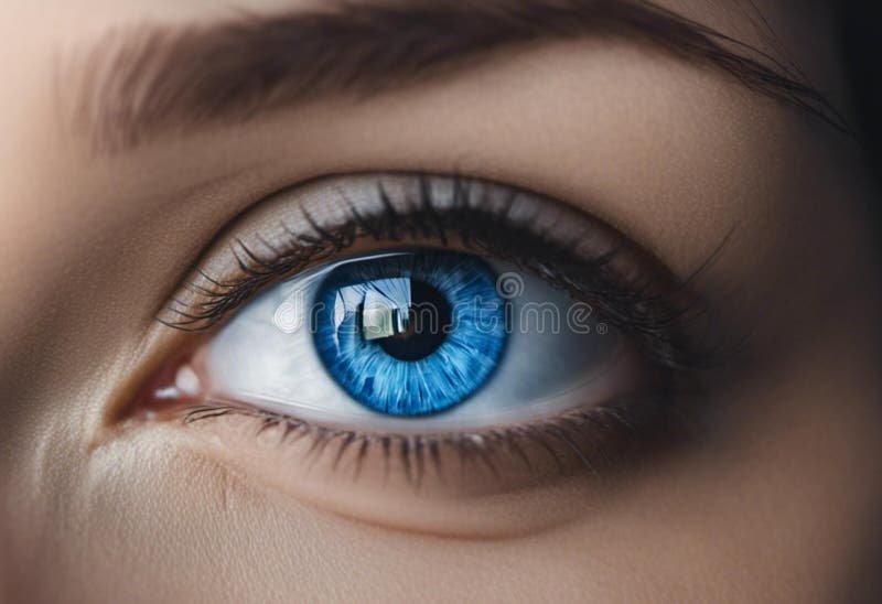 AI Generated Illustration of a Blue Eye Closeup Stock Illustration ...