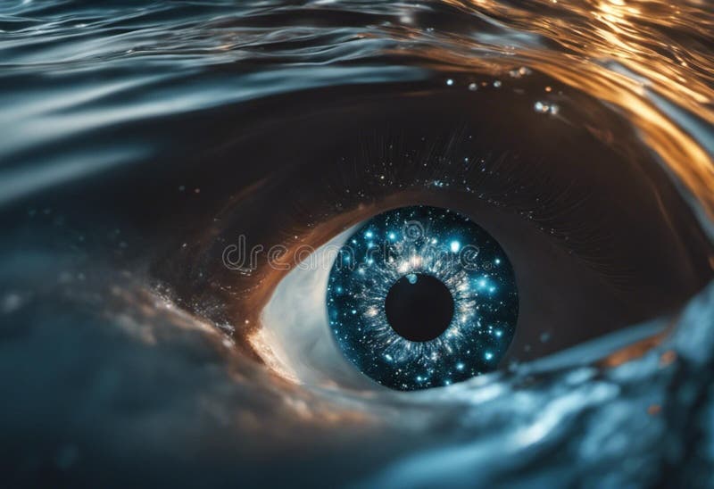 AI Generated Illustration of a Blue Eye in the Water Stock Illustration ...