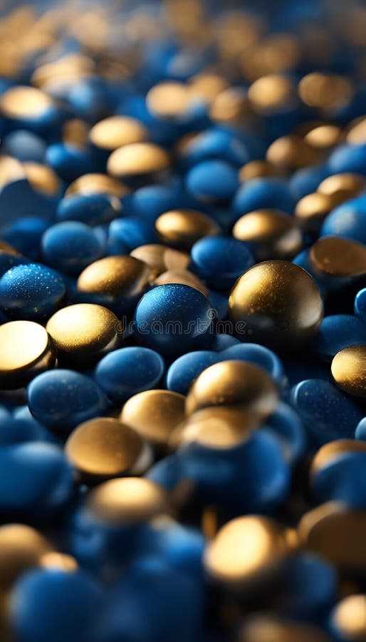 AI Generated Illustration of Blue and Gold Metals with Sugared Nuts on ...