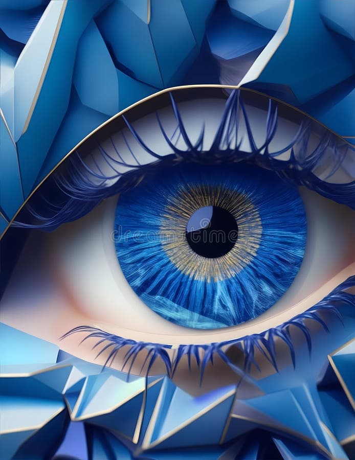 AI Generated Illustration of a Blue Human Eye Stock Illustration ...