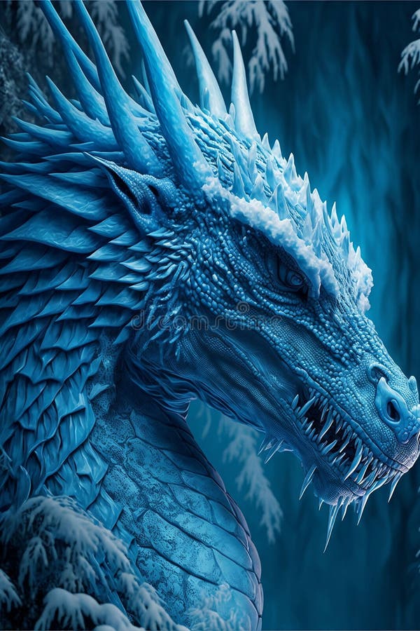 AI Generated Illustration of a Blue Ice Dragon. Stock Illustration ...