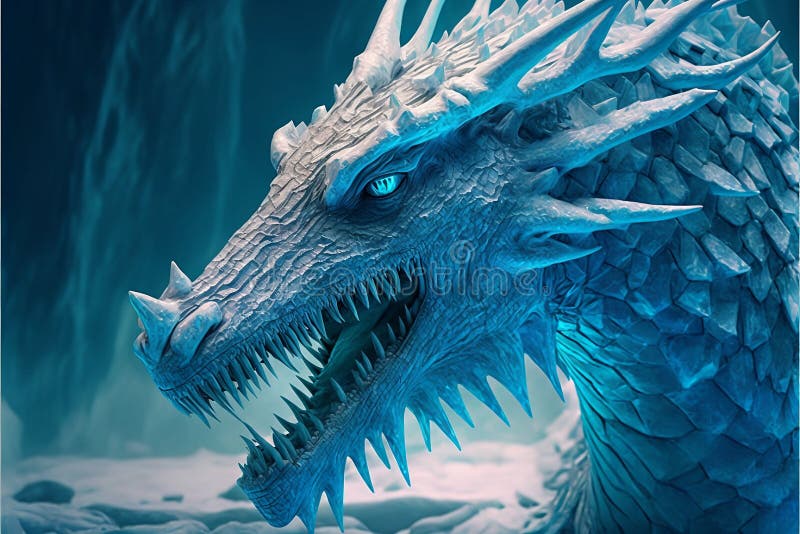 AI Generated Illustration of a Blue Ice Dragon. Stock Illustration ...