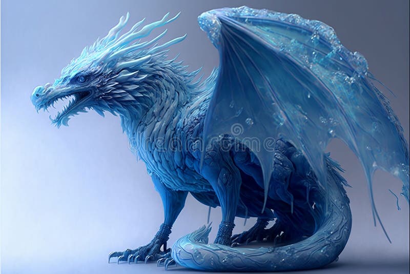 AI Generated Illustration of a Blue Ice Dragon. Stock Illustration ...