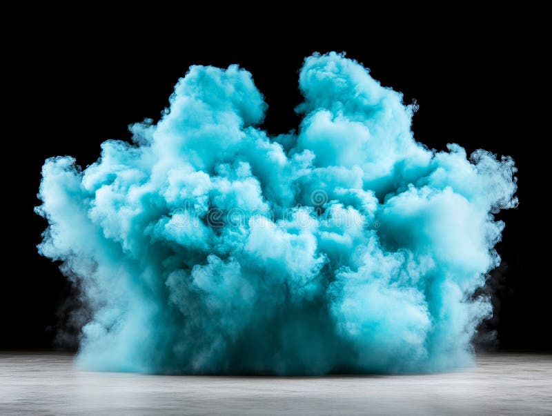 Blue Powder Explosion Captured Mid Air Against Black Background ...