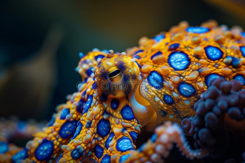 AI-generated Illustration of a Blue-ringed Octopus, a Blue and Yellow ...
