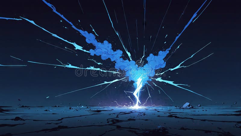 An Illustration of a Blue Thunder Bolt with Flash and Power Energy ...