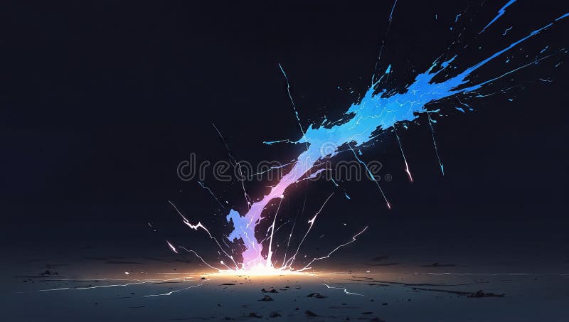 An Illustration of a Blue Thunder Bolt with Flash and Power Energy ...