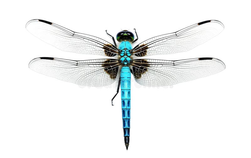 AI Generated Illustration of a Blue-winged Dragonfly on a White ...