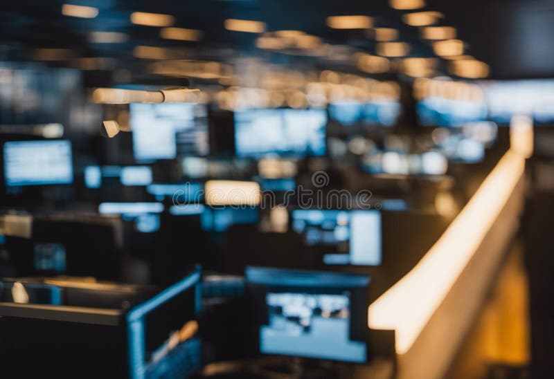 AI Generated Illustration of a Blurred View Od an Office Space with ...