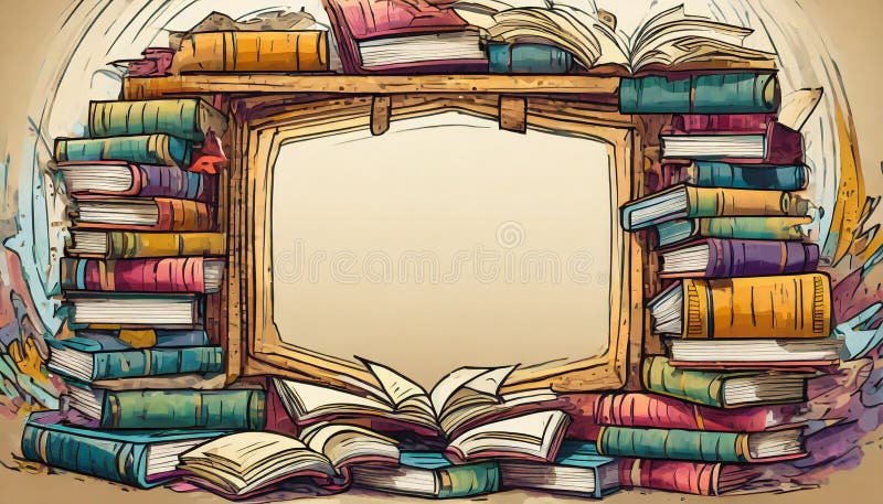 A frame of books stock illustration. Illustration of library - 293976969
