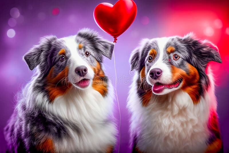 AI Generated Illustration of Border Collie Dogs in Love Stock ...