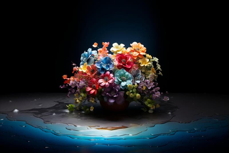 AI Generated Illustration of a Bouquet of Vibrant Flowers Stock ...