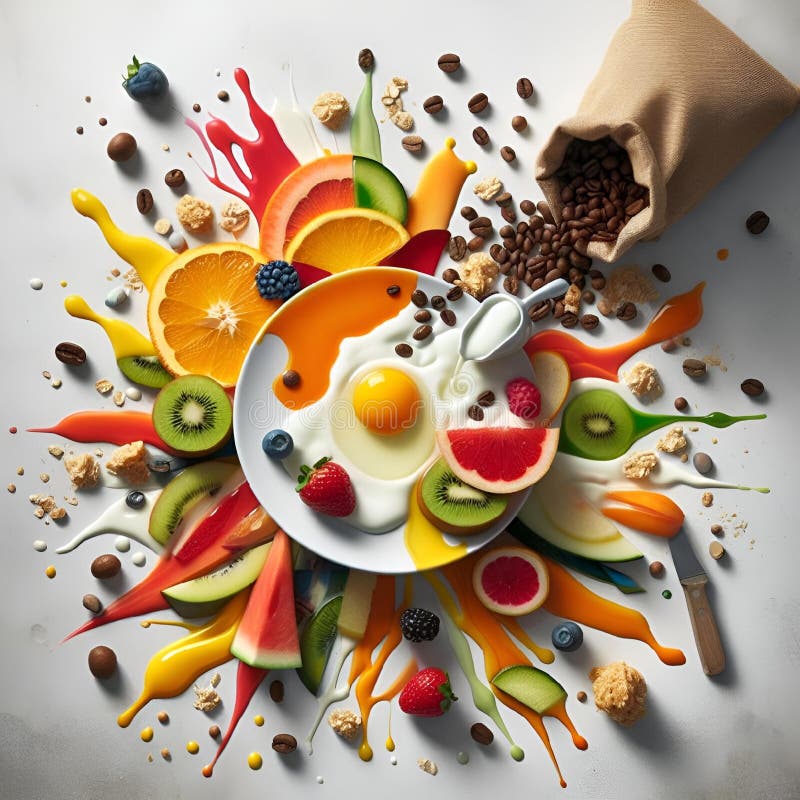 AI Generated Illustration of a Bowl of Assorted Fruit and Food with ...