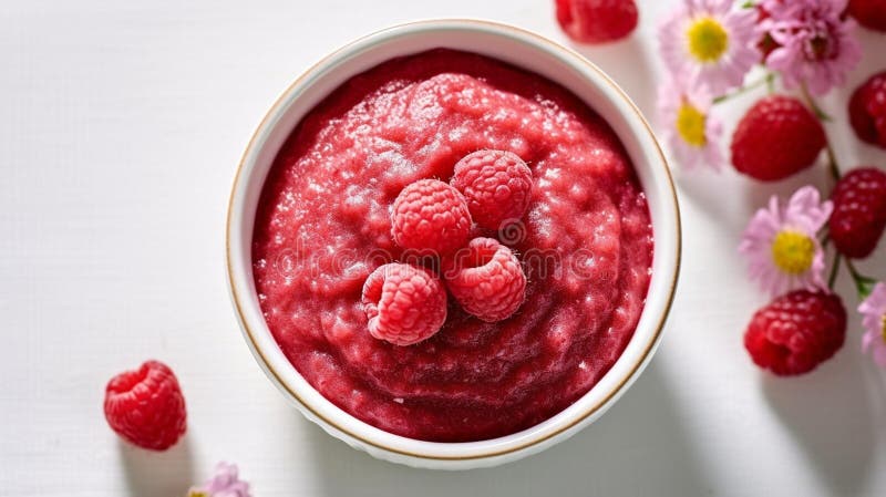 AI Generated Illustration of a Bowl Containing Red Ripe Raspberry ...