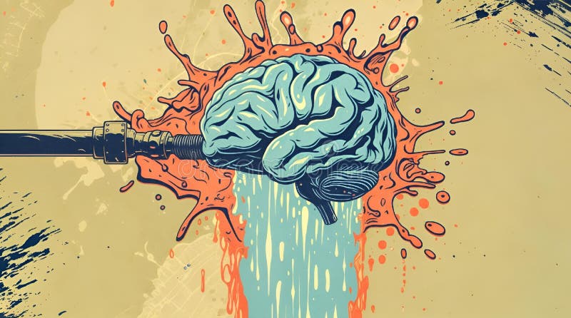 AI Generated Illustration of a Brain Leaking from a Pipe, Accompanied ...