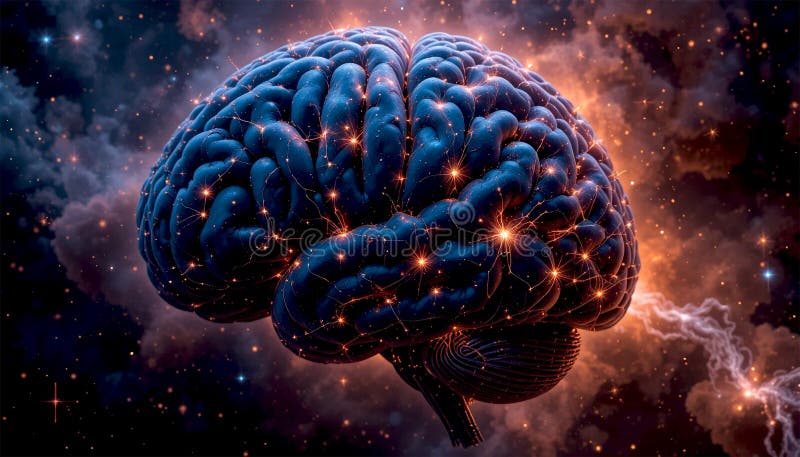 An AI-generated Illustration of a Brain-shaped Nebula Where Starbursts ...