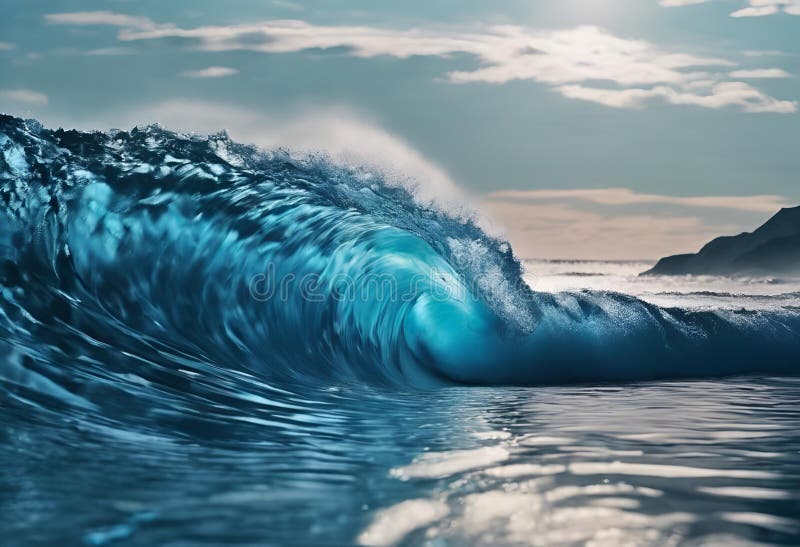 An Ocean Wave is Breaking and the Sun Begins on Top of it Stock ...