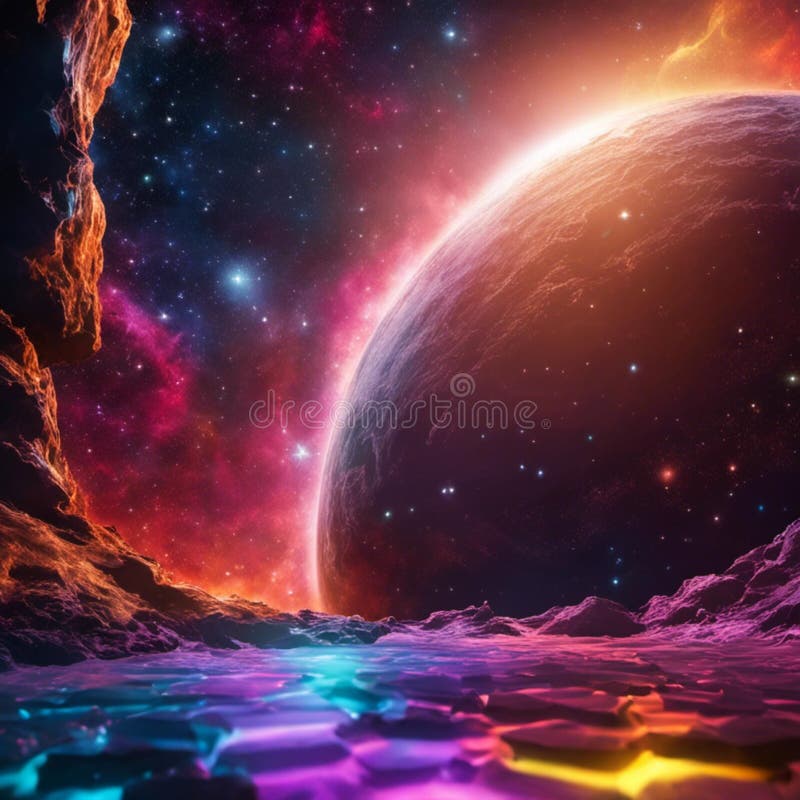 AI Generated Illustration of a Breathtaking Large Planet in the Starry ...