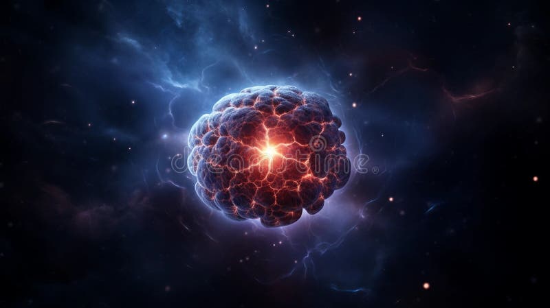 AI Generated Illustration of a Bright Ball of Plasma Floating in a Dark ...
