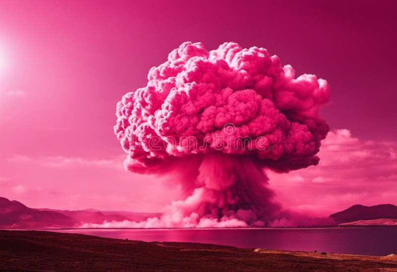 AI Generated Illustration of a Bright Pink Atomic Bomb Explosion Stock ...