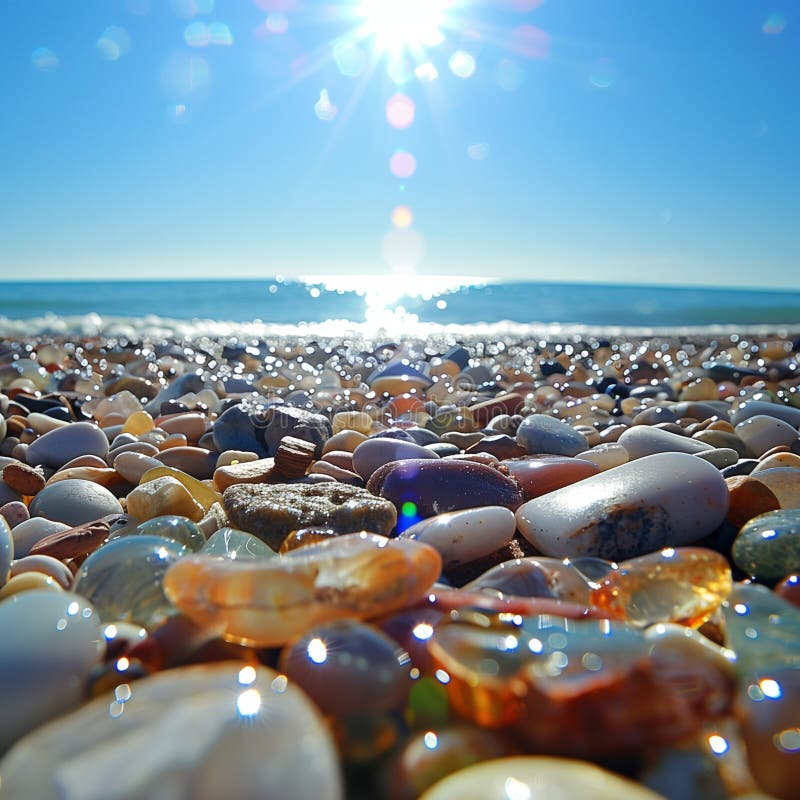 AI Generated Illustration of the Bright Sun Illuminating Pebbles and ...