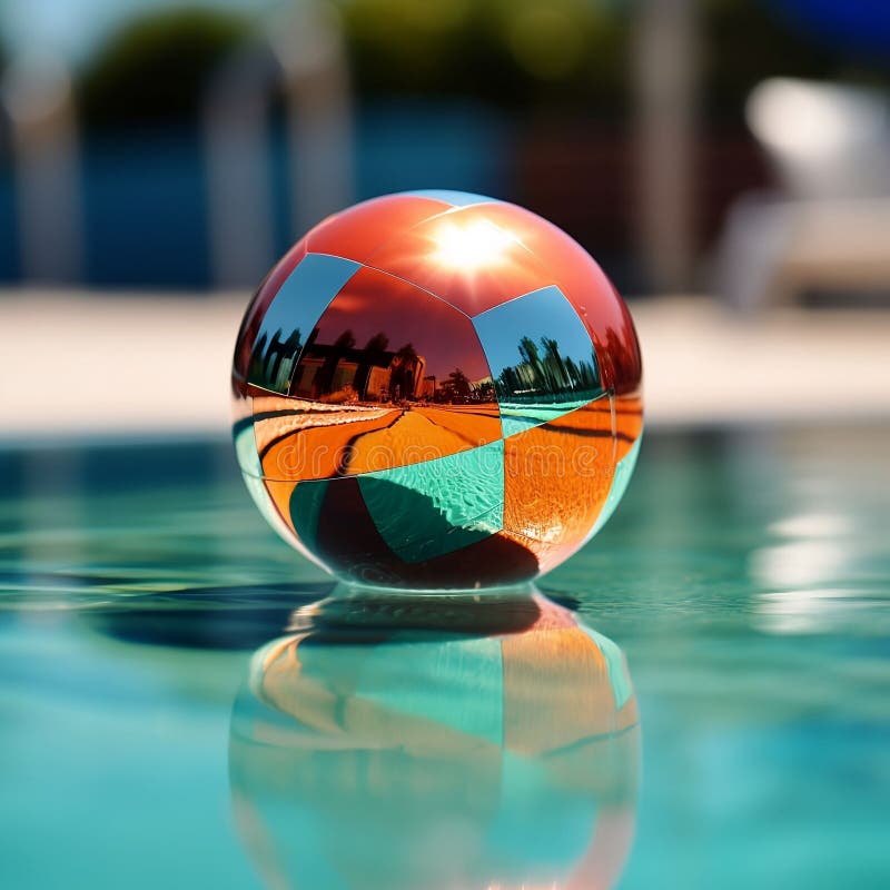 AI Generated Illustration of a Brightly Colored Beach Ball Floating in a Swimming Pool Stock ...