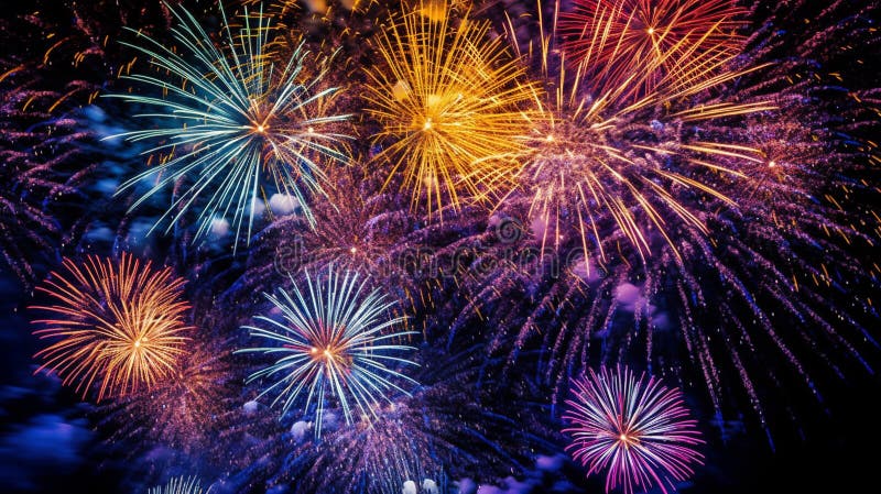 AI Generated Illustration of Brightly Colored Fireworks Exploding ...