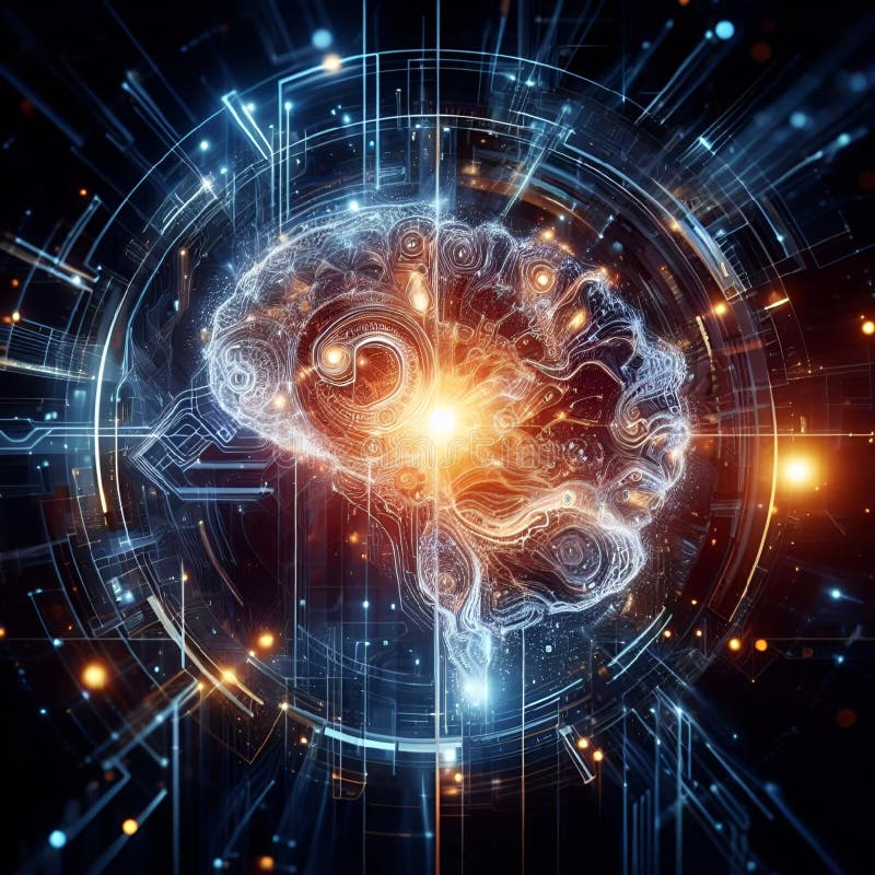 AI Generated Illustration of a Brightly Illuminated Image of a Brain ...