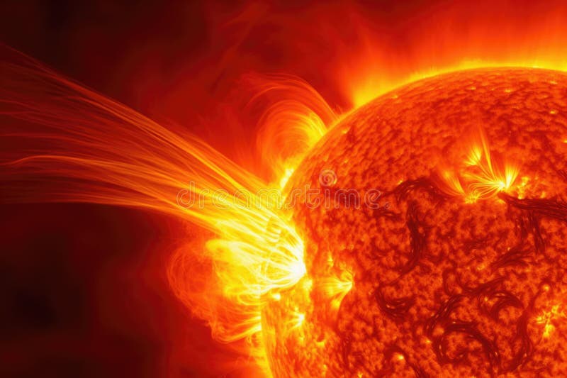 AI Generated Illustration of a Brightly Shining Sun with Distinct Beams ...