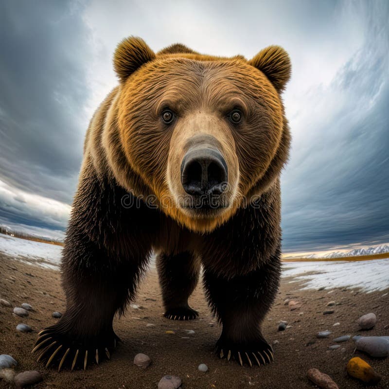 AI Generated Illustration of a Brown Bear Looking Directly at the ...