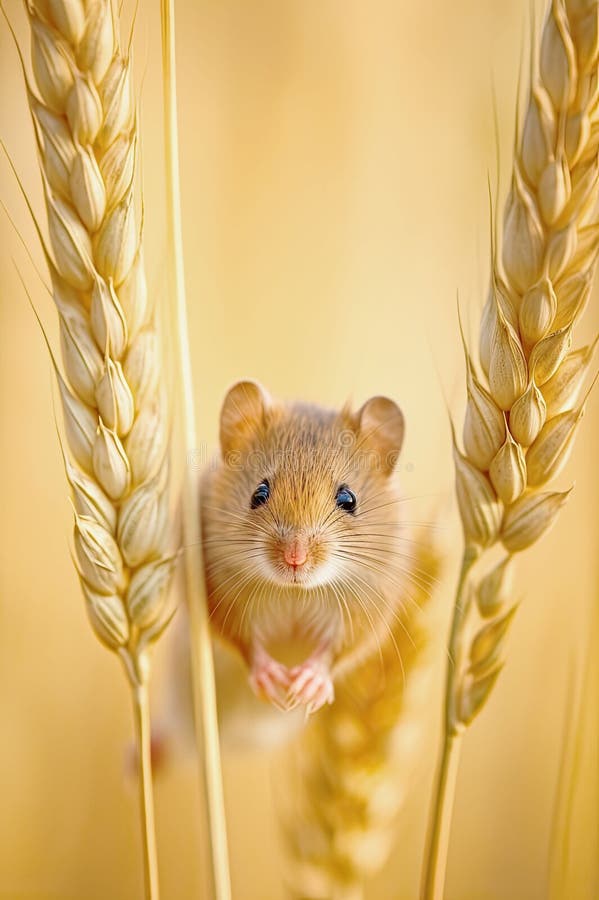 AI Generated Illustration of a Brown Mouse in the Middle of Some Ears ...