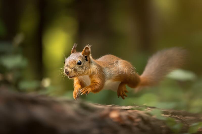 AI Generated Illustration of a Brown Squirrel Running in a Natural ...