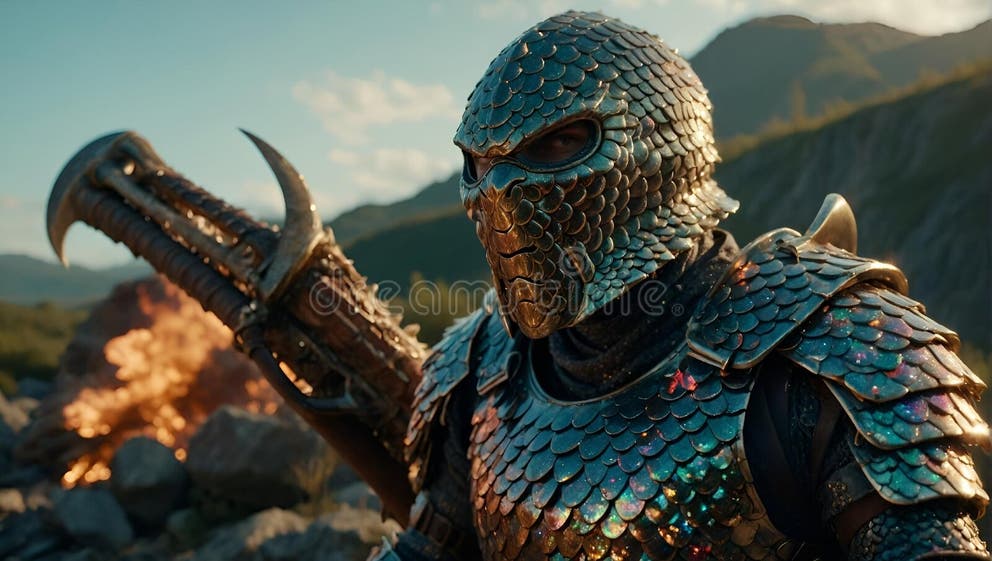 AI Generated Illustration of a Bug Hunter Wearing Scale Armor Stock ...