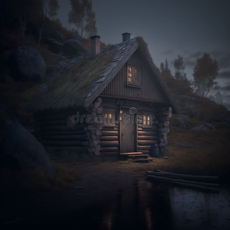 AI Generated Illustration of Building in Forest with Dense Trees Stock ...