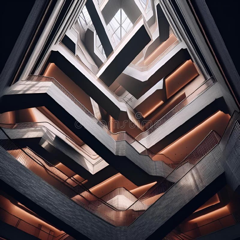 AI-generated Illustration of a Building Interior with Intertwined ...