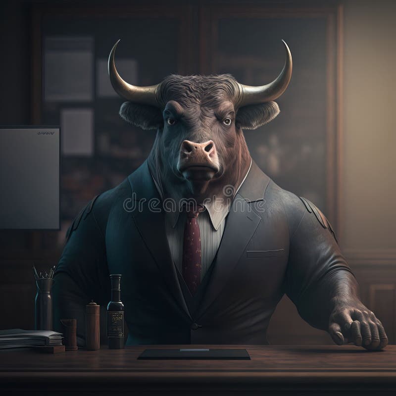 AI Generated Illustration of a Bull with Suit Stock Illustration ...