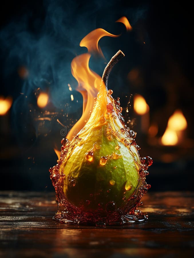 An Apple is on Fire with the Flame Around it and Other Apples in the ...