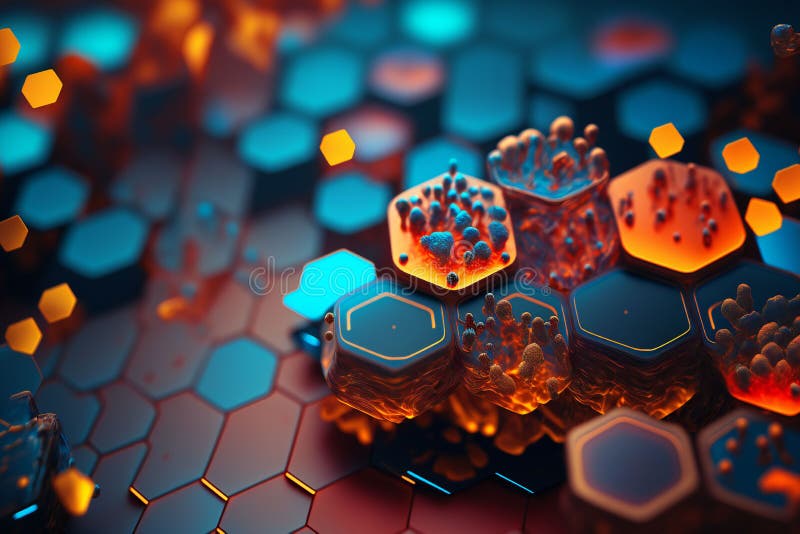 AI-generated Illustration of Burning Black 3d Abstract Hexagon Shapes Stock Illustration ...