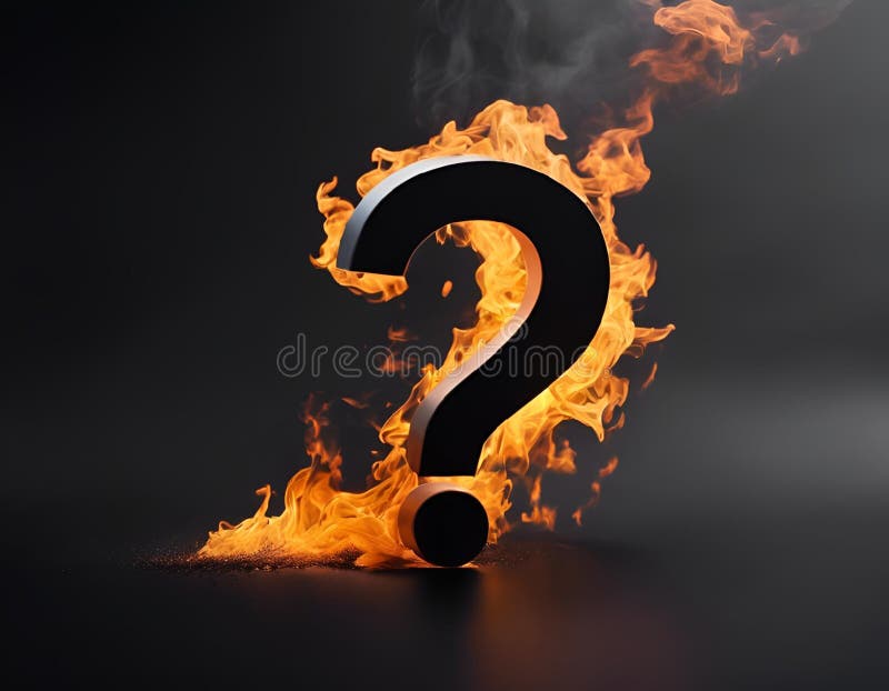 AI Generated Illustration of a Burning Question Mark in the Darkness ...