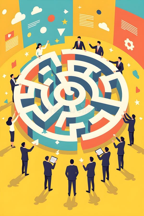Collaborative Business Team Problem Solving and Strategic Innovation Stock Illustration ...