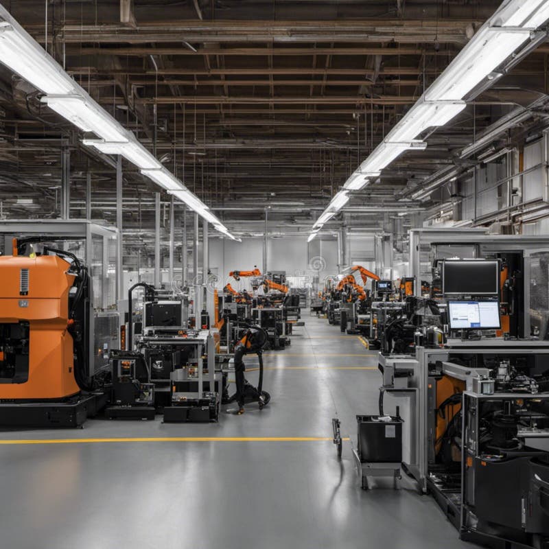 AI Generated Illustration of a Bustling Factory Filled with Machines ...