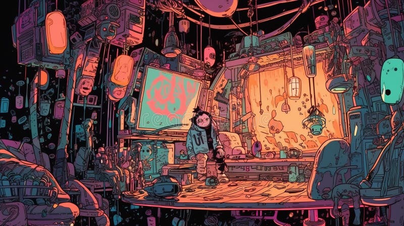 AI Generated Illustration of a Busy Working Environment with Random ...