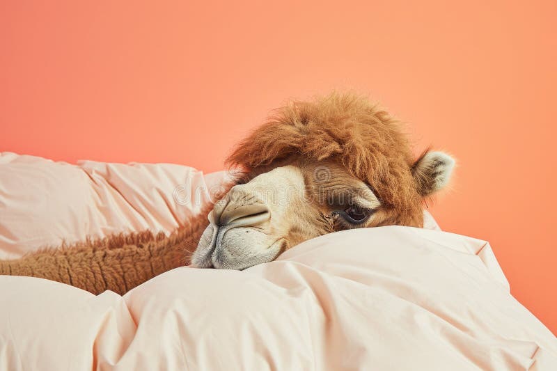 A Camel that is Laying on the Bed with Blankets on Stock Illustration - Illustration of doze ...