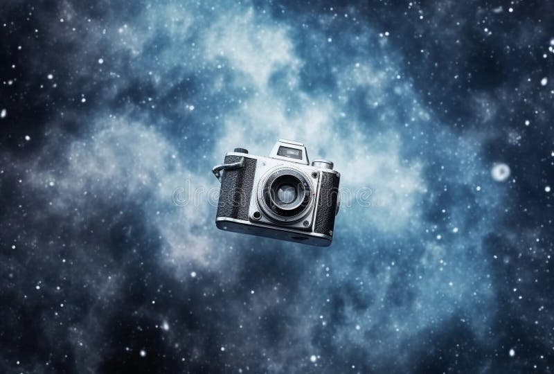 AI Generated Illustration of a Camera Suspended in the Night Sky ...