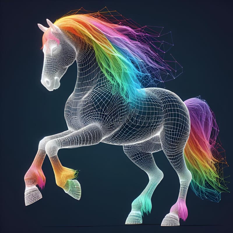 AI Generated Illustration of a Low-poly Horse, Meticulously Shaped ...