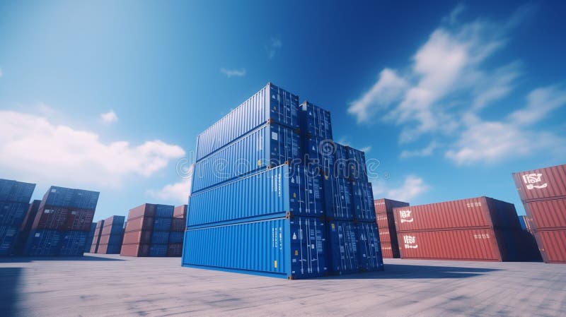 Global Trade Essentials: Blue Logistics Containers Stock Illustration ...